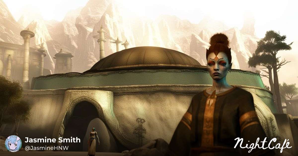 At Balmora Temple - Dunmer Woman at Balmora Temple in Morrow...