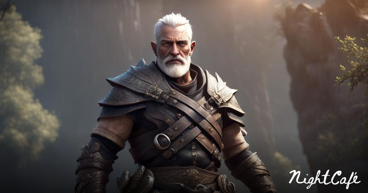 Aged Monster Hunter with Scars in Detailed Digital... - AI Art