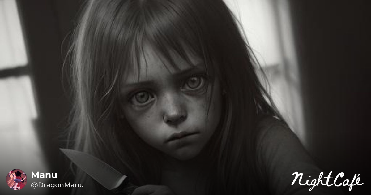 Sad - Sad Rag Doll with Knife Portrait