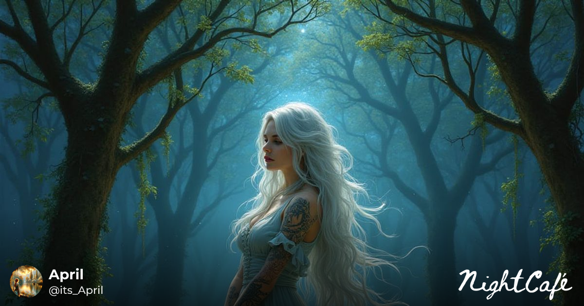 Enchanting Silver-Haired Sorceress in Art Nouveau ... - AI Art