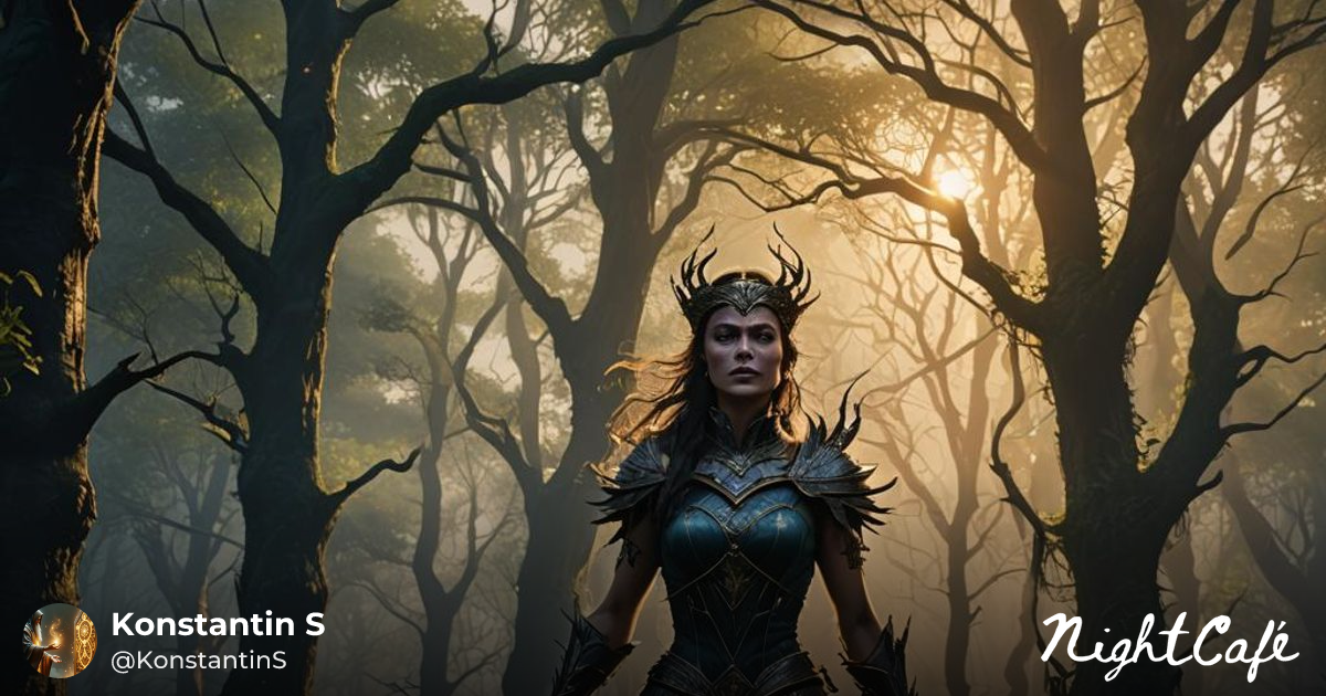 Enchantress Runs into Darkness: Detailed Matte Pai... - AI Art