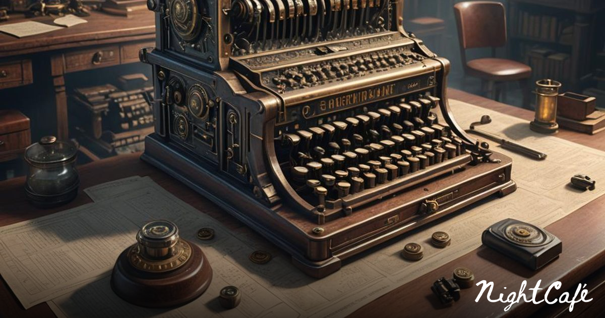 Enigma Machine in Vintage Room, Detailed Matte Pai... - AI Art