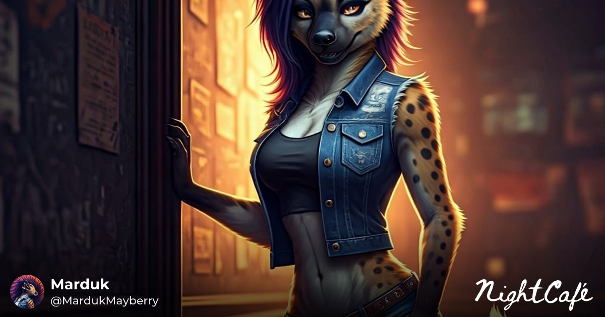 Dive Bar Scuzzy - Anthropomorphic Hyena in Dive Bar, as Phot...