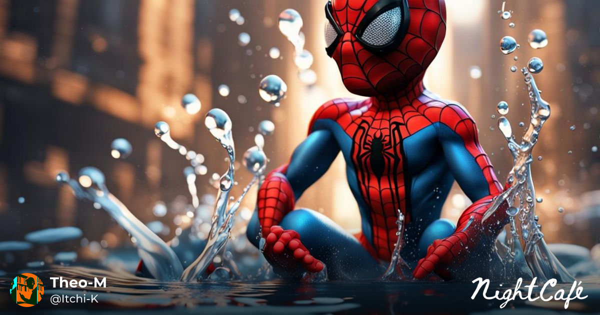 Spider-Man Trapped: Detailed Matte Painting in Wat... - AI Art