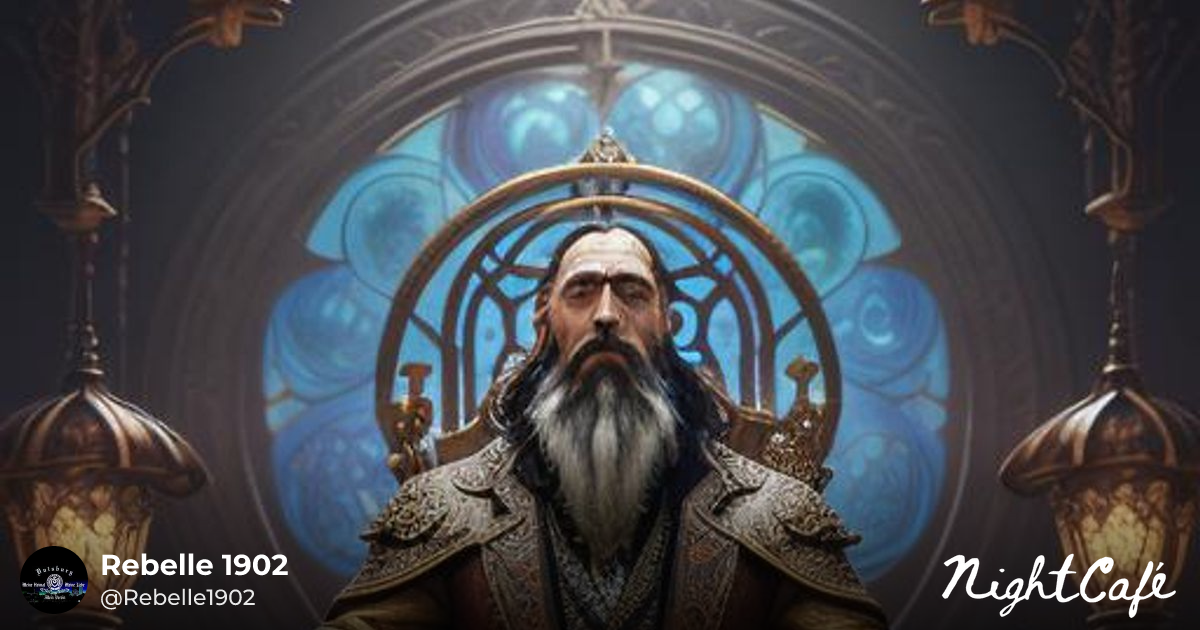 Whimsical Beards - Fantastical Bearded Figure on Throne, Art...