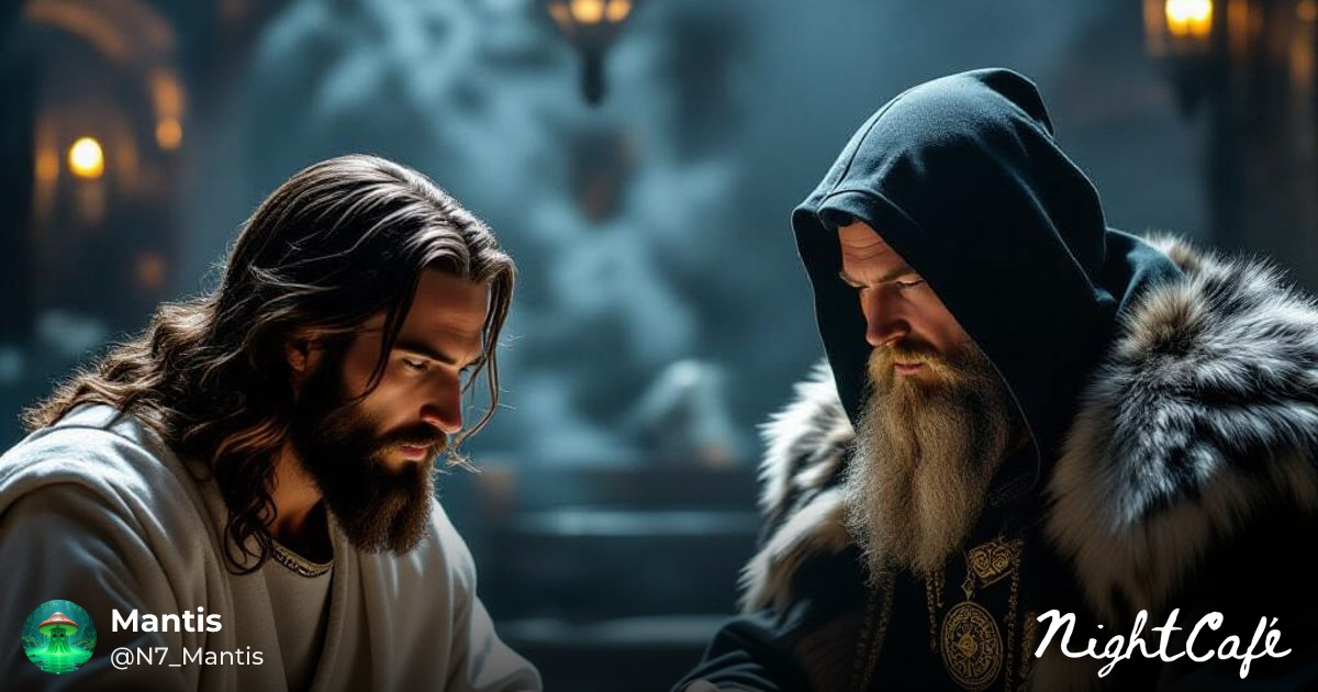 Jesus playing chess with Odin - Jesus and Odin Play Chess in...