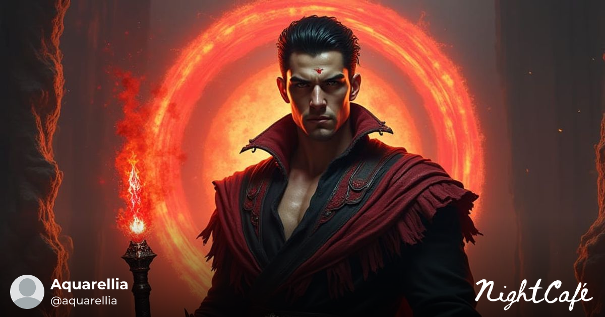 Hyper-Realistic Dark Mage in Crimson Robes - AI Art