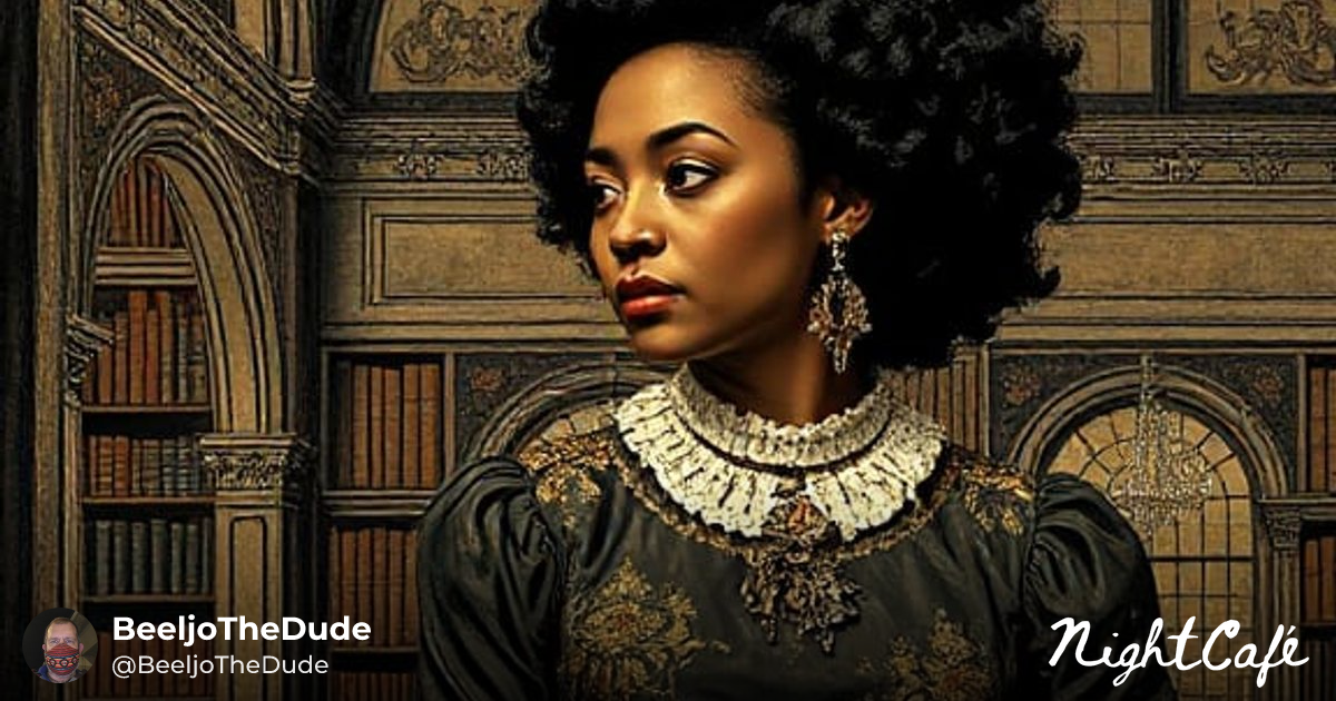 Afro-Victorian Lady in Gothic Dreamscape, Canalett... - AI Art