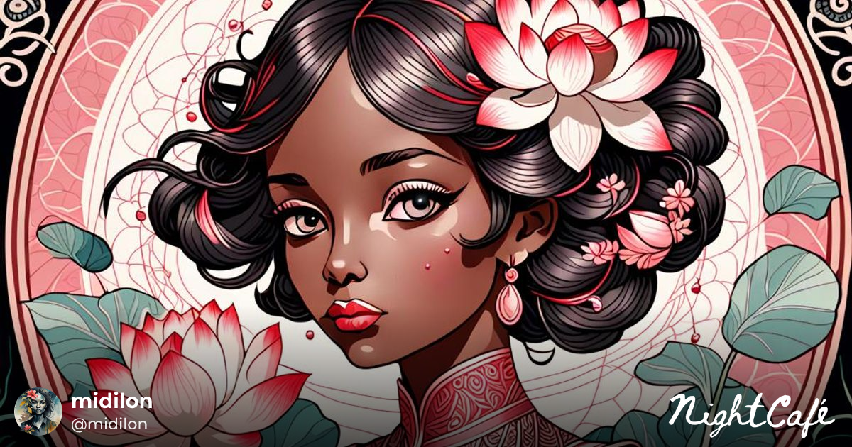 Lotus Lady - Elegant Lotus Portrait in Art Nouveau Style