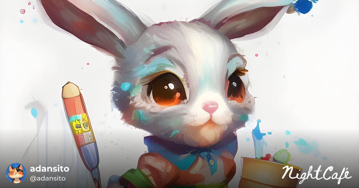 bunny painter - Adorable Chibi Bunny Painter in Digital Art ...