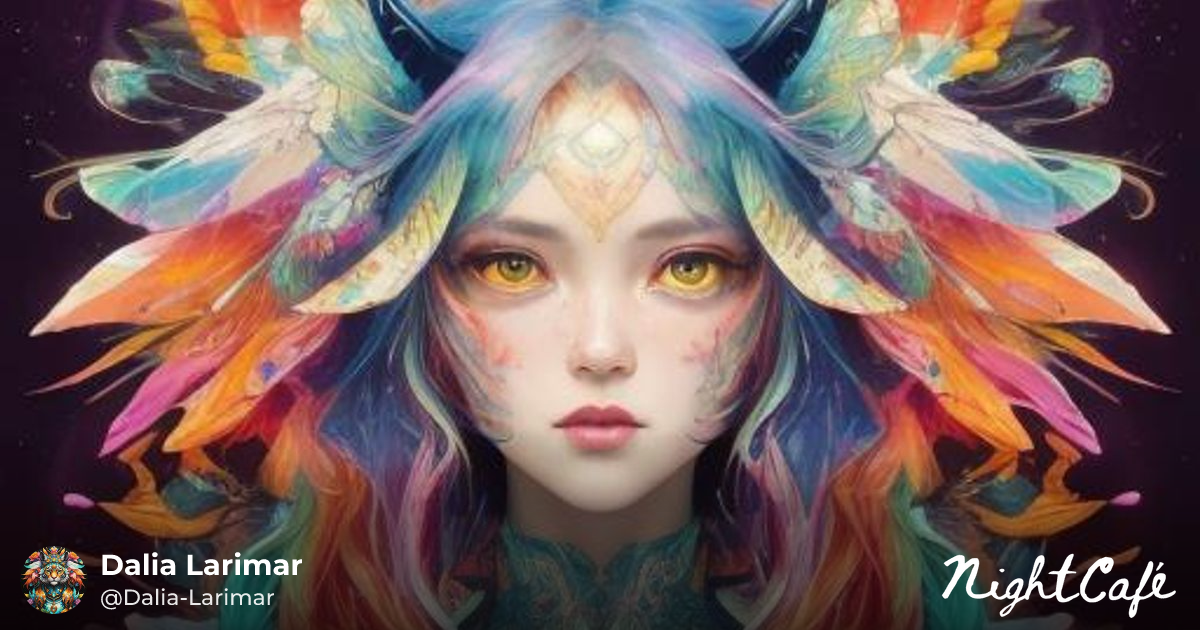 Psychedelic Insect Woman with Geometric Wings in C... - AI Art