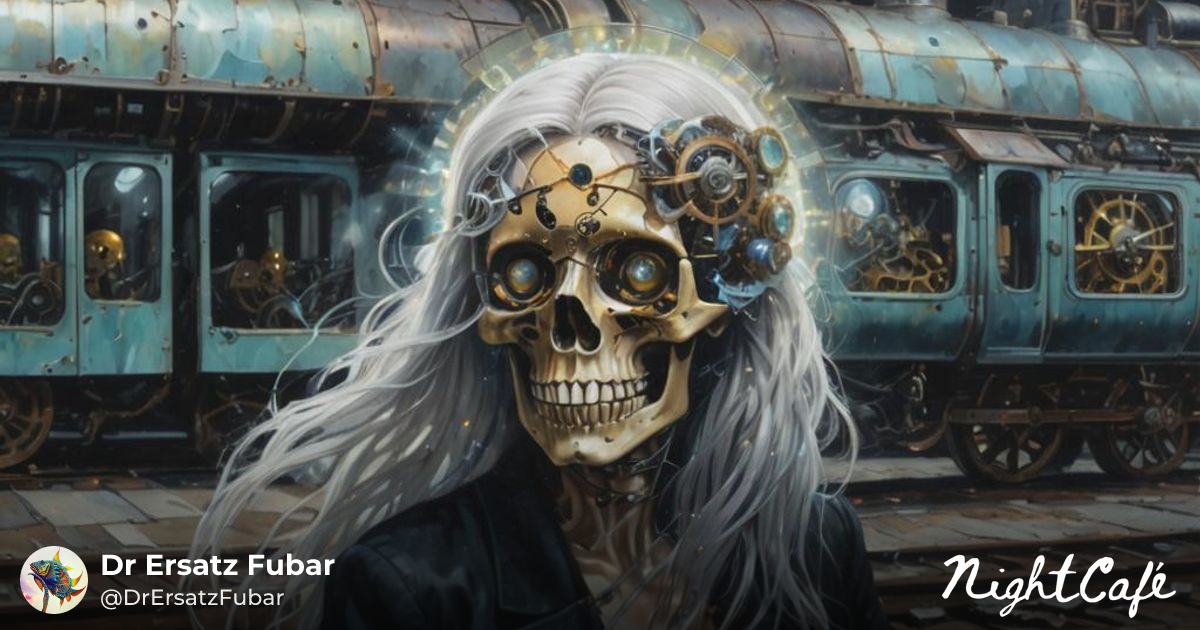 The essence and absence of time. mechanical Skull post-apocalyptic ...