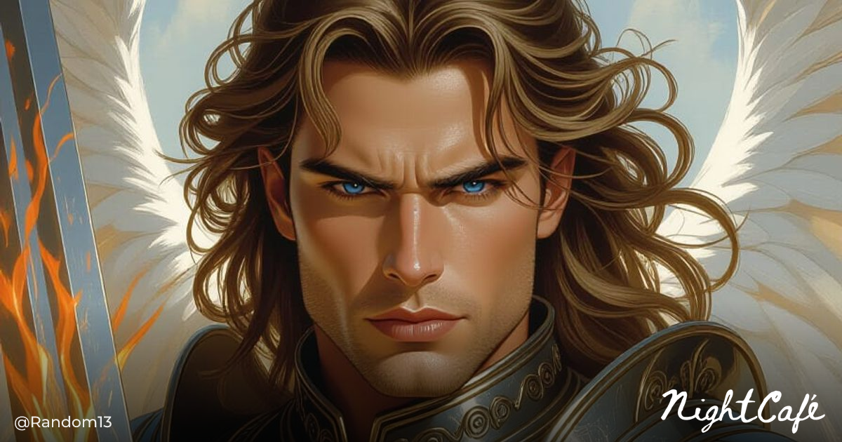 Archangel Michael Portrait with Flaming Sword - AI Art