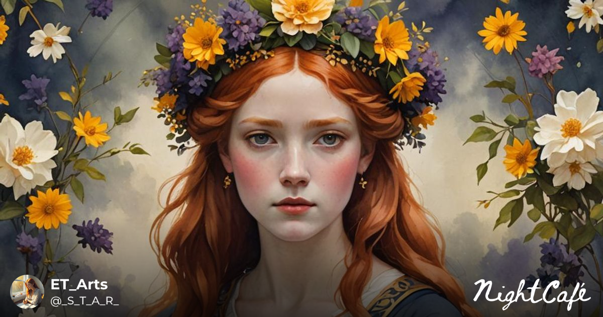 Rory - Ginger Haired Girl with Floral Crown, Watercolor Styl...