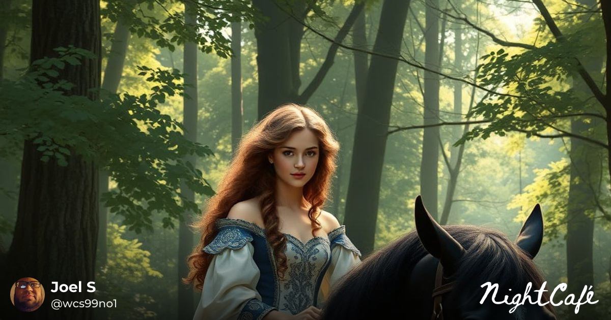 medieval maiden riding a horse - Elegant Medieval Maiden Rid...