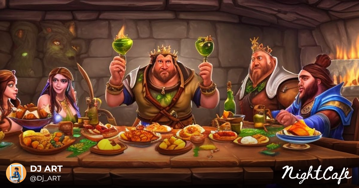 enchanted feywild tavern king 👑 and warriors⚔️🛡️