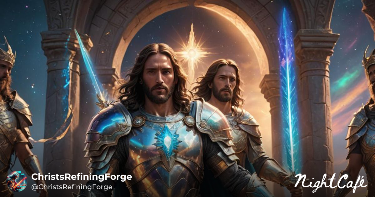 Jesus Christ as a Warrior in Opal Armor - AI Art