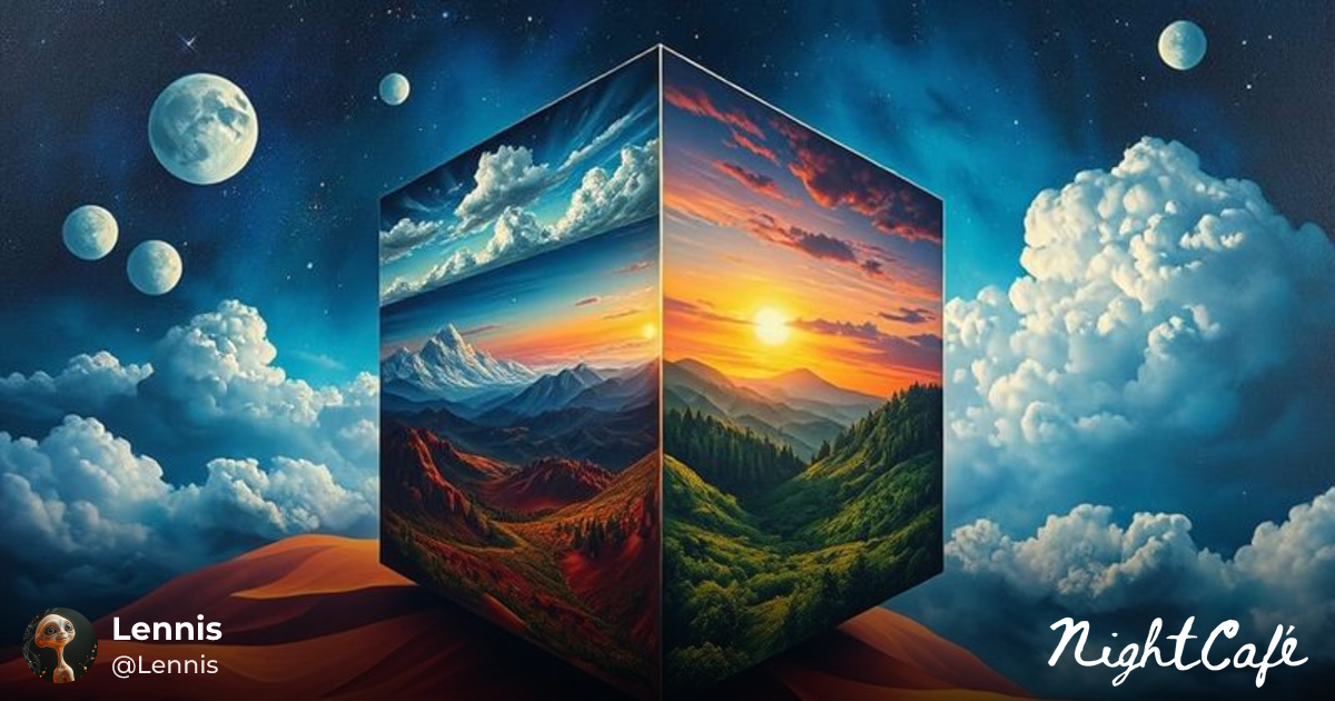 Surreal Cube Form Transports You Through Seasons a... - AI Art