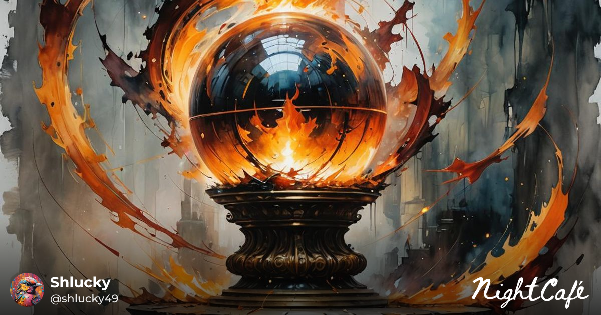 Orb of fire - Glowing Orb Surrounded by Swirling Flames