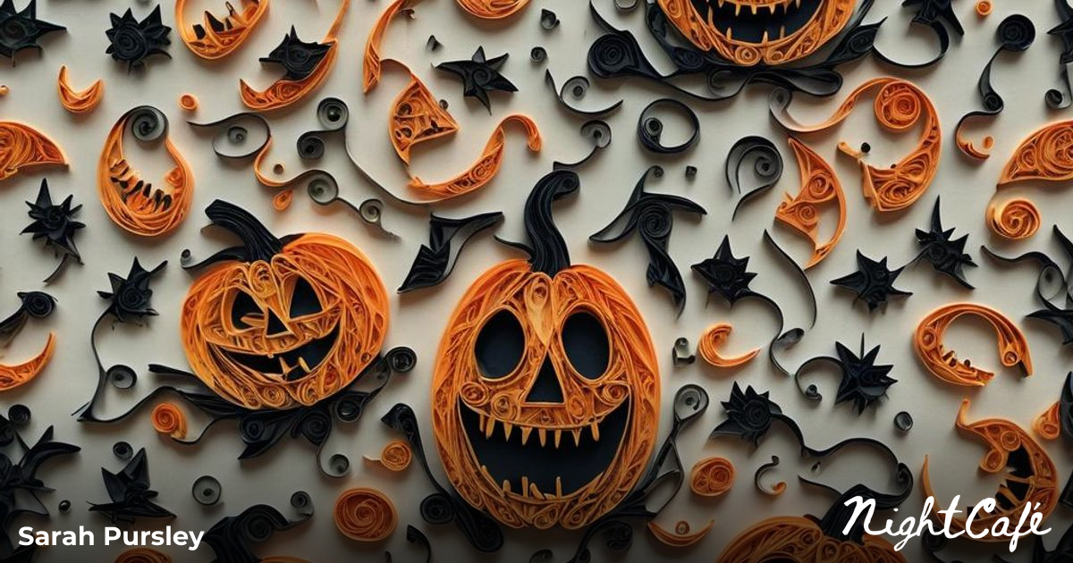 Vintage Horror Jack-o'-Lantern Quilling Mixed Medi... - AI Art