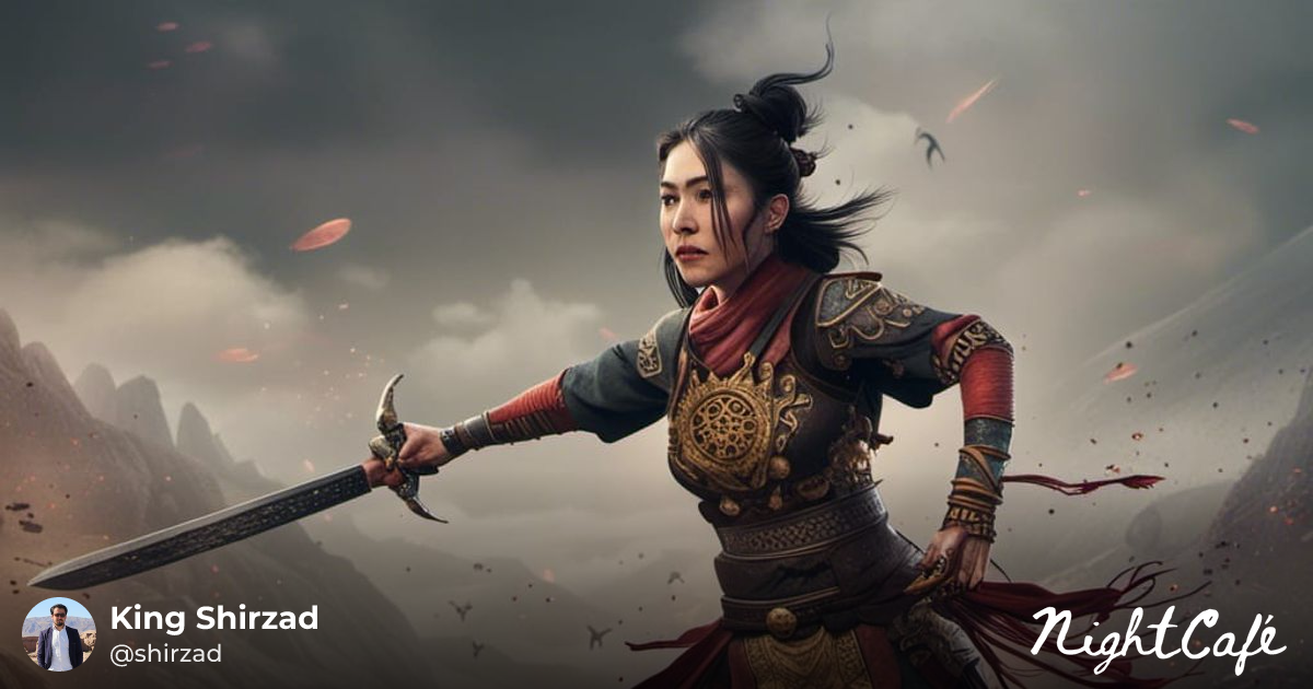 Hazara Warrior Woman with Dagger in Battle - AI Art