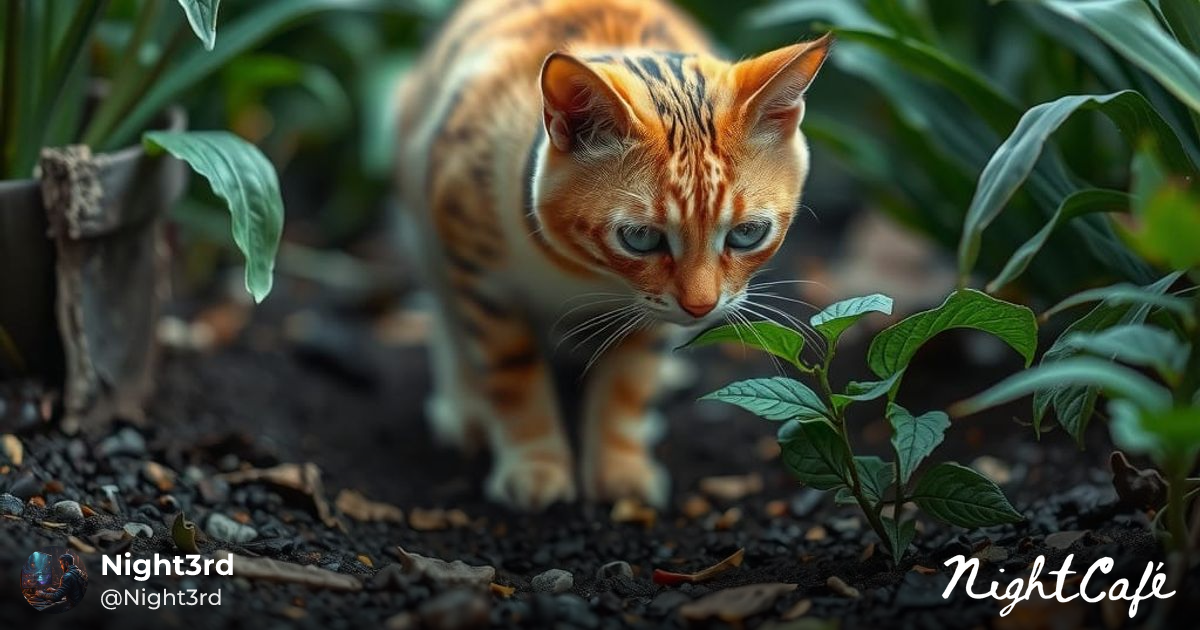 Cat crouched down in a garden - Camouflage Feline Stalks in ...