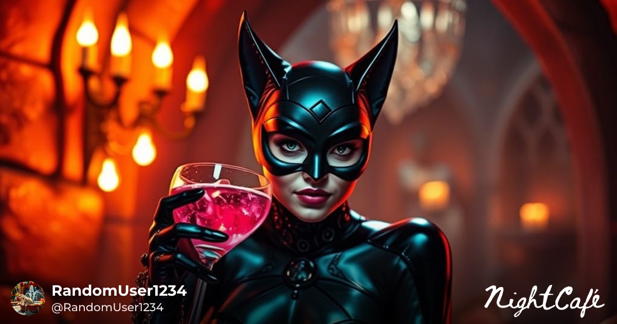 Catwoman in a Sparkling Xenon Cocktail Dungeon - AI Art