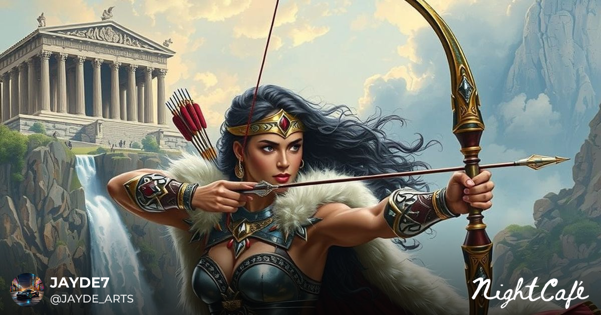 Amazon Warrior Queen with Ornate Bow in Epic Fanta... - AI Art