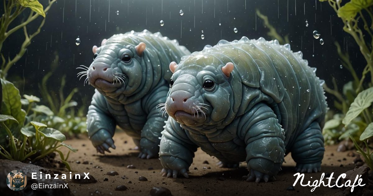 cute tardigrade - Epic Tardigrade War in a Water Drop