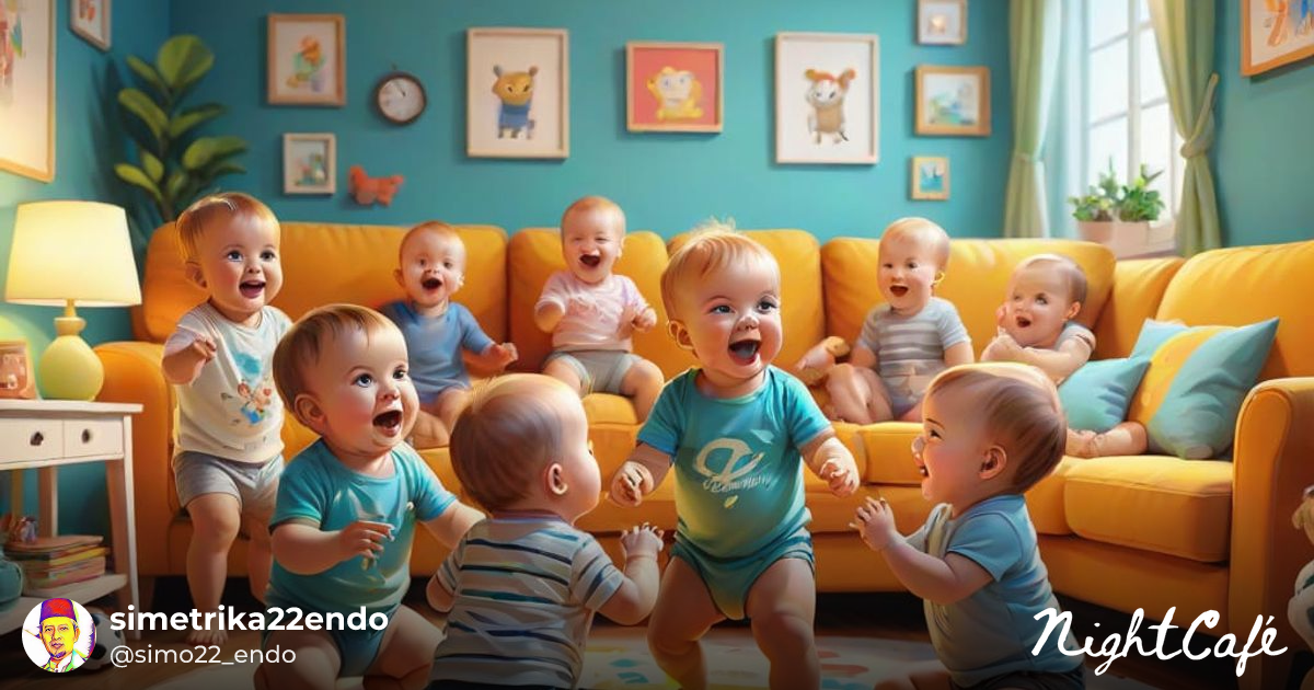 Cute Babies Playing: Realistic Digital Painting - AI Art