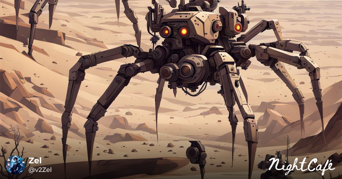 Mechanical spiders - Mechanical Spiders with Guns in Desert ...