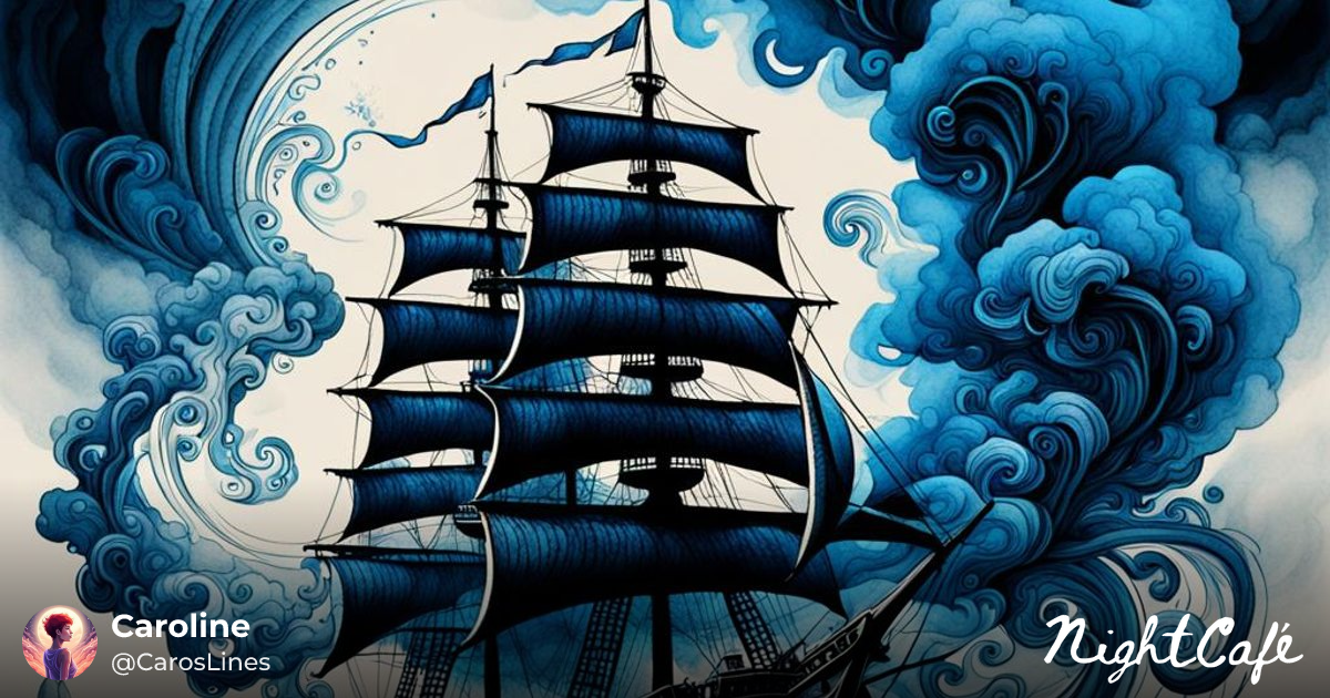 Pirate ship on the oceans blue - Pirate Ship Emerges from Bl...