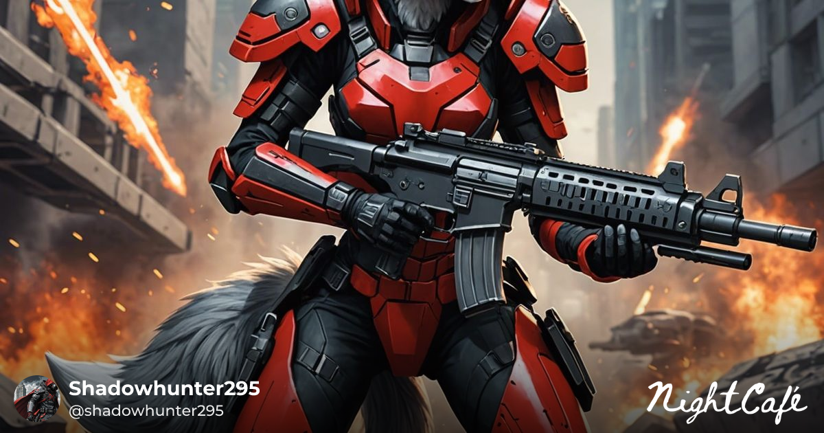 armored wolf girl - Futuristic Armored Wolf Girl on Battlefi...