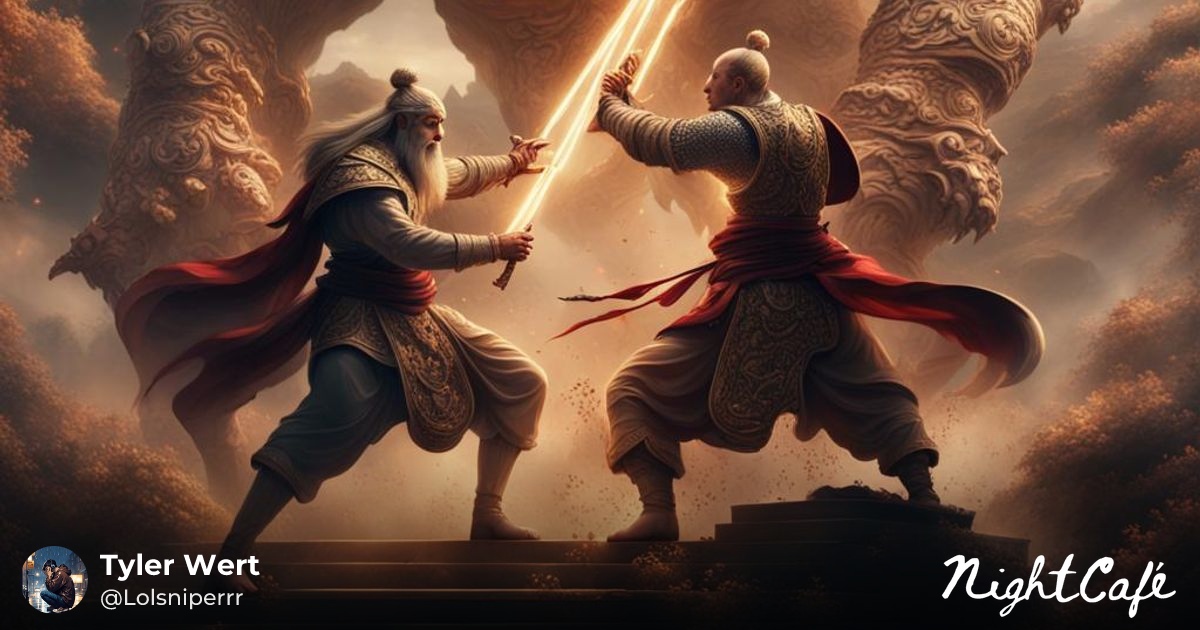 Epic Zen Gods Battle: A Digital Matte Painting - AI Art