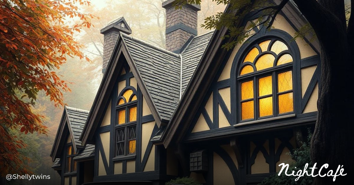 Tudor style hobbit home with timber frame and leaded windows