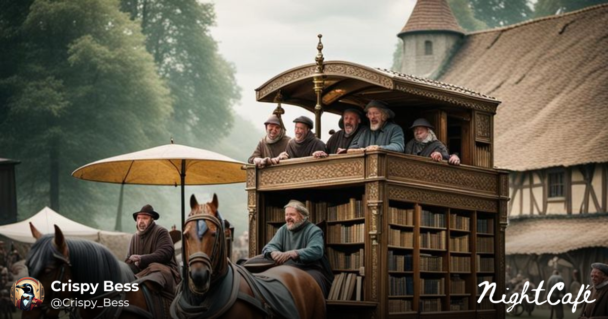 Ye Olde Booke-mobile - Medieval Mobile Library with Happy Pe...