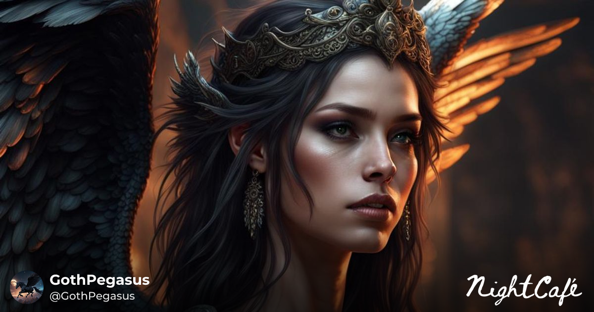 Dark Angel - Beautiful Dark Angel Portrait in Detailed Matte...