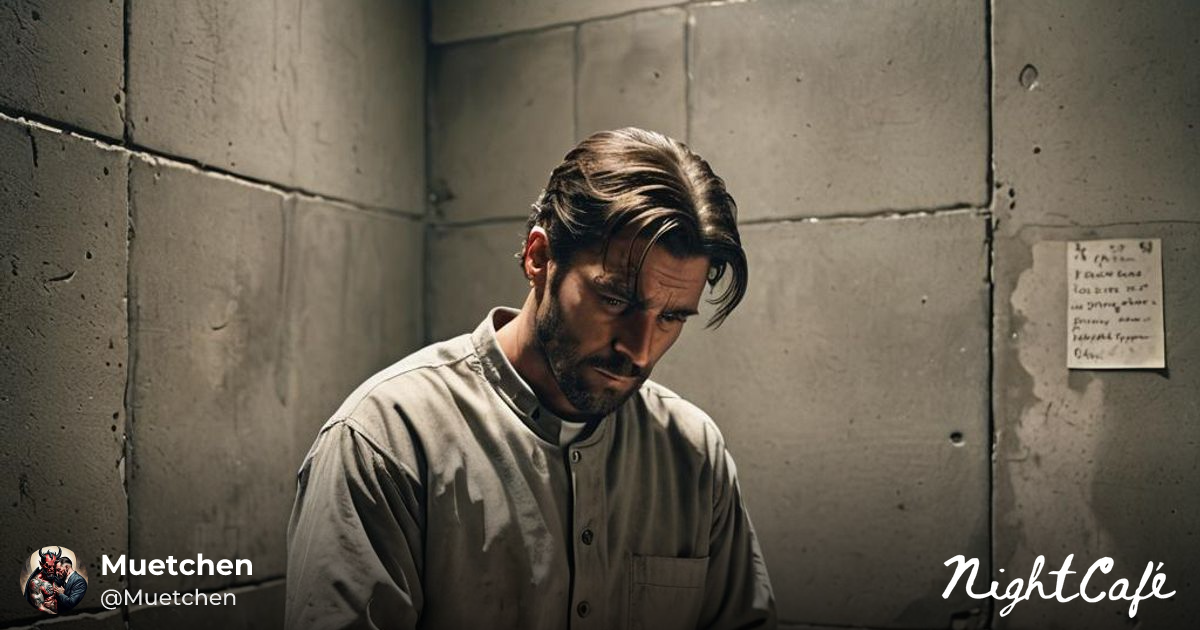 Prisoner Reads Letter in Solitary Confinement - AI Art