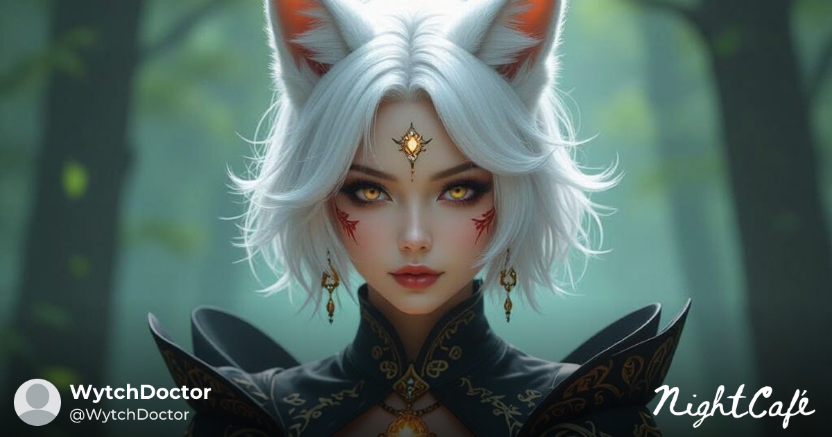 Kitsune Witch in Mystical Forest, Ultra Realistic - AI Art
