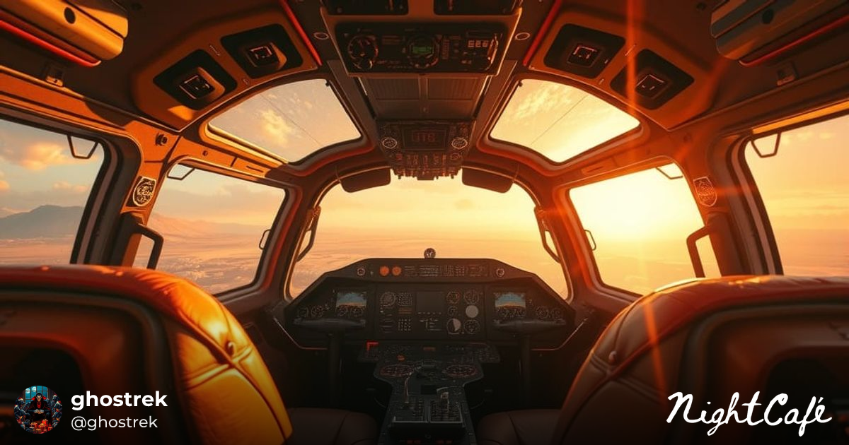 Aircraft Cockpit View with Sun Explosion - AI Art