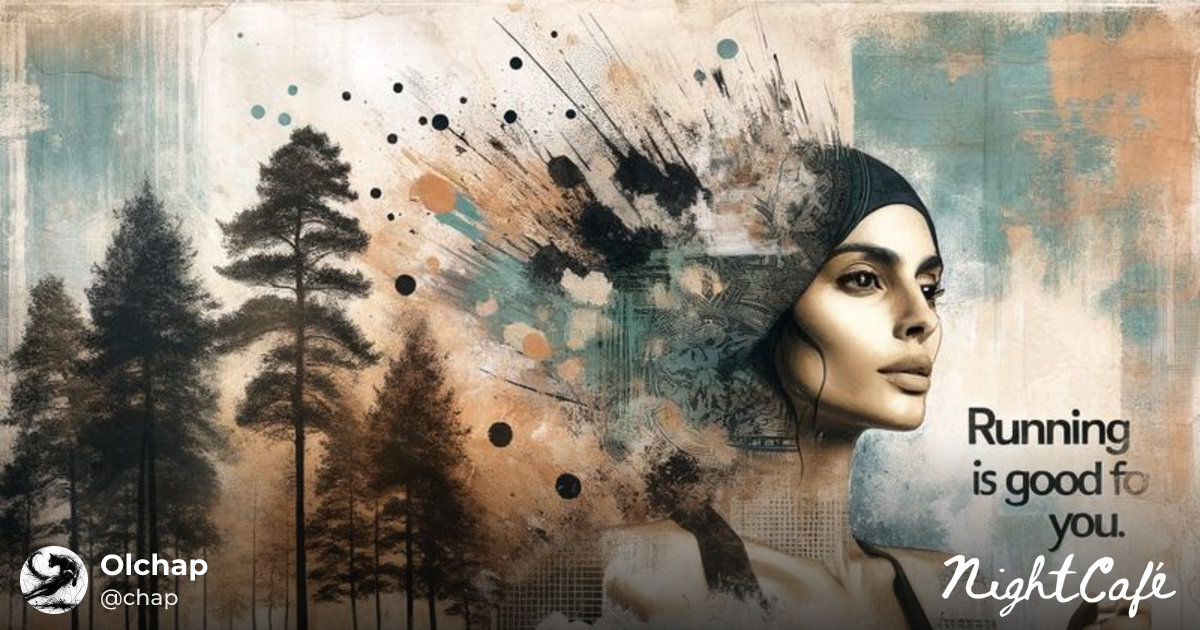 Running is good for you - Mixed Media Artwork: Woman Running...
