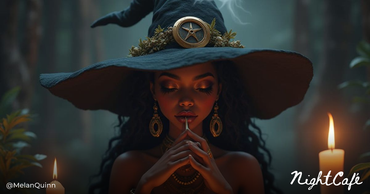 Gothic Witch Smoking Weed in Anime Concept Art - AI Art