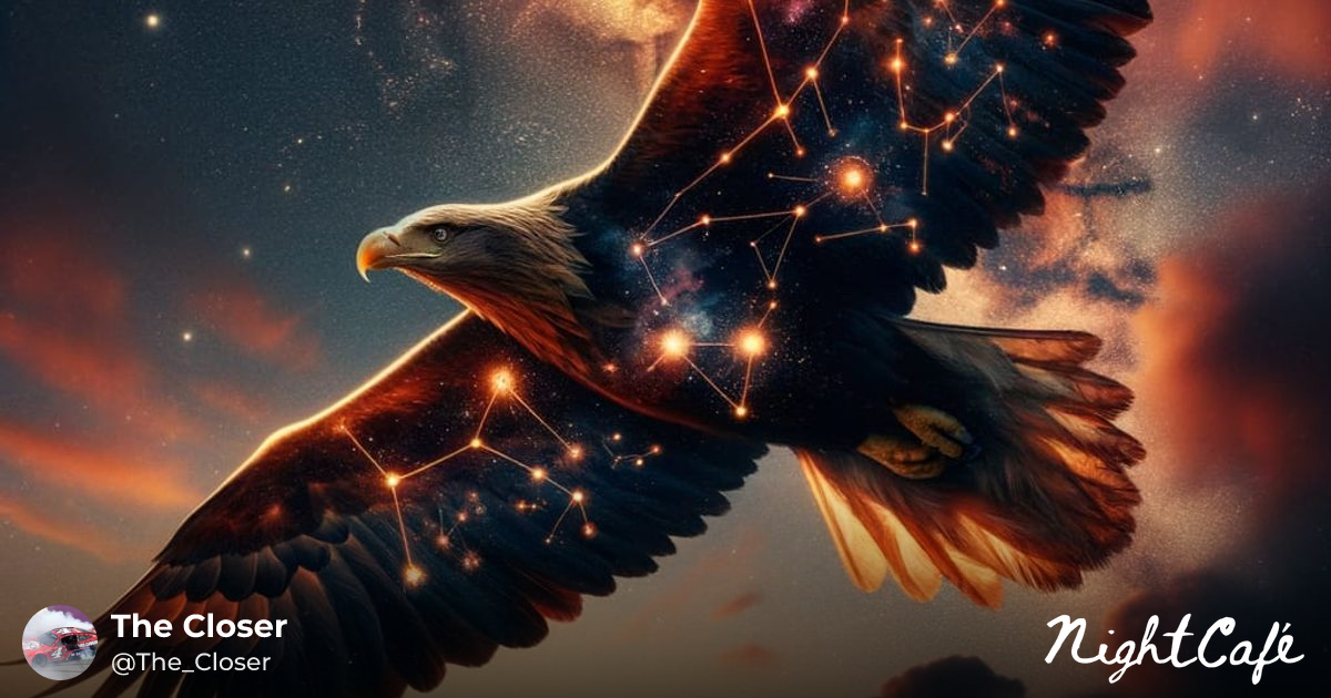 Celestial Eagle - Ethereal Eagle Soars Through Celestial Ski...