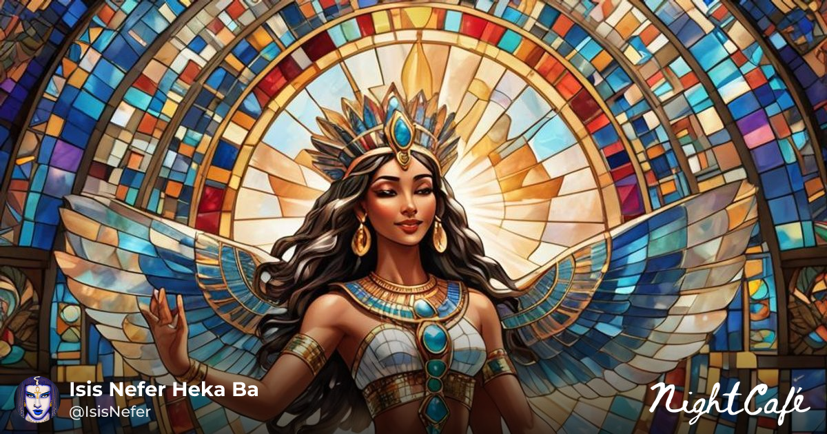 Goddess 008 - Egyptian Winged Goddess Dancing with Lotus Flo...