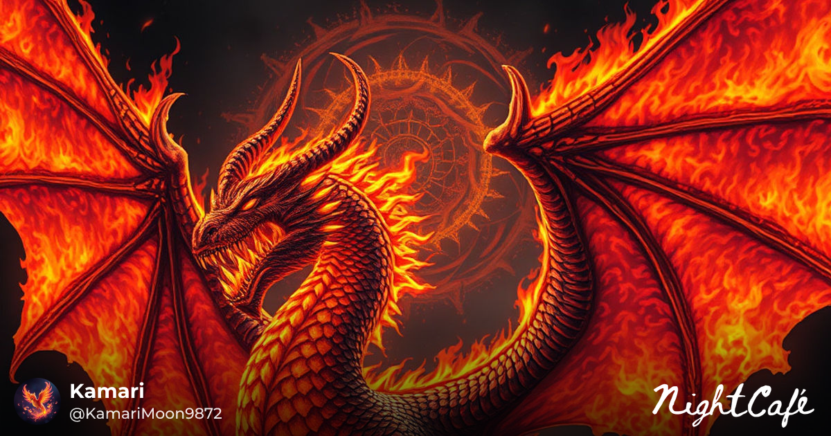 A flaming demon dragon - Fiery Demon Dragon in Dark Fantasy ...