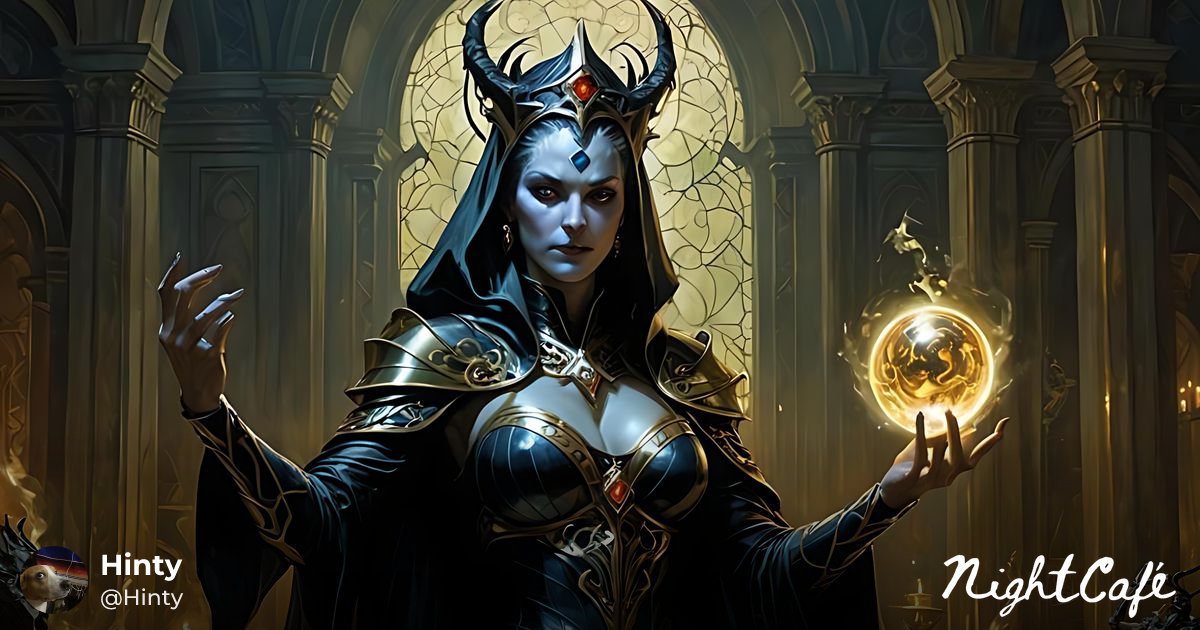Female lich - Eerie Female Lich Holding Magic