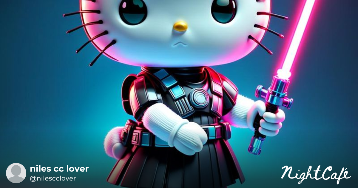 Hello Kitty with Lightsaber: 3D Digital Art - AI Art