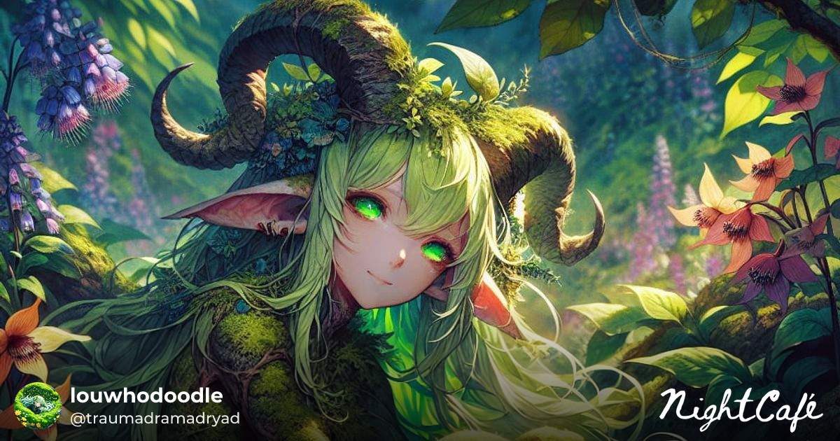 Anime Satyr Girl in Deadly Nightshade Field - AI Art