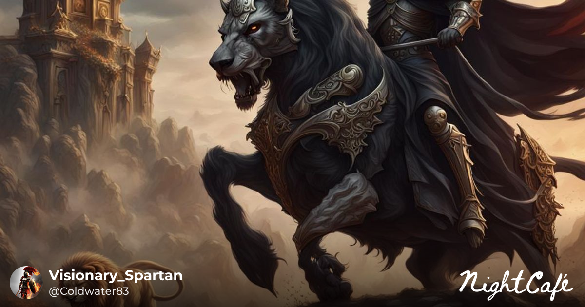 Grim Reaper riding into battle with lion 🦁