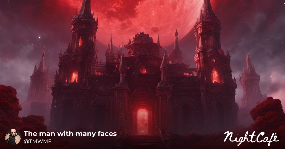 Red Ruins Kingdom Under Shimmer Dome - AI Art